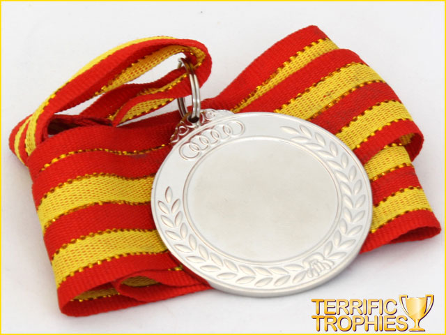 50mm Plain Silver Medal with Ribbon - Terrific Trophies